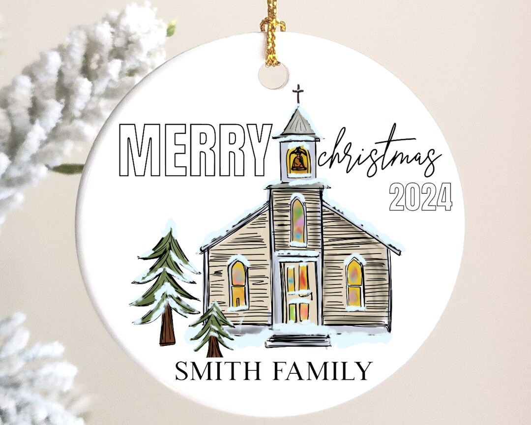 Custom Christmas Ornament, Church, Personalized Gift, Ceramic Tree ...