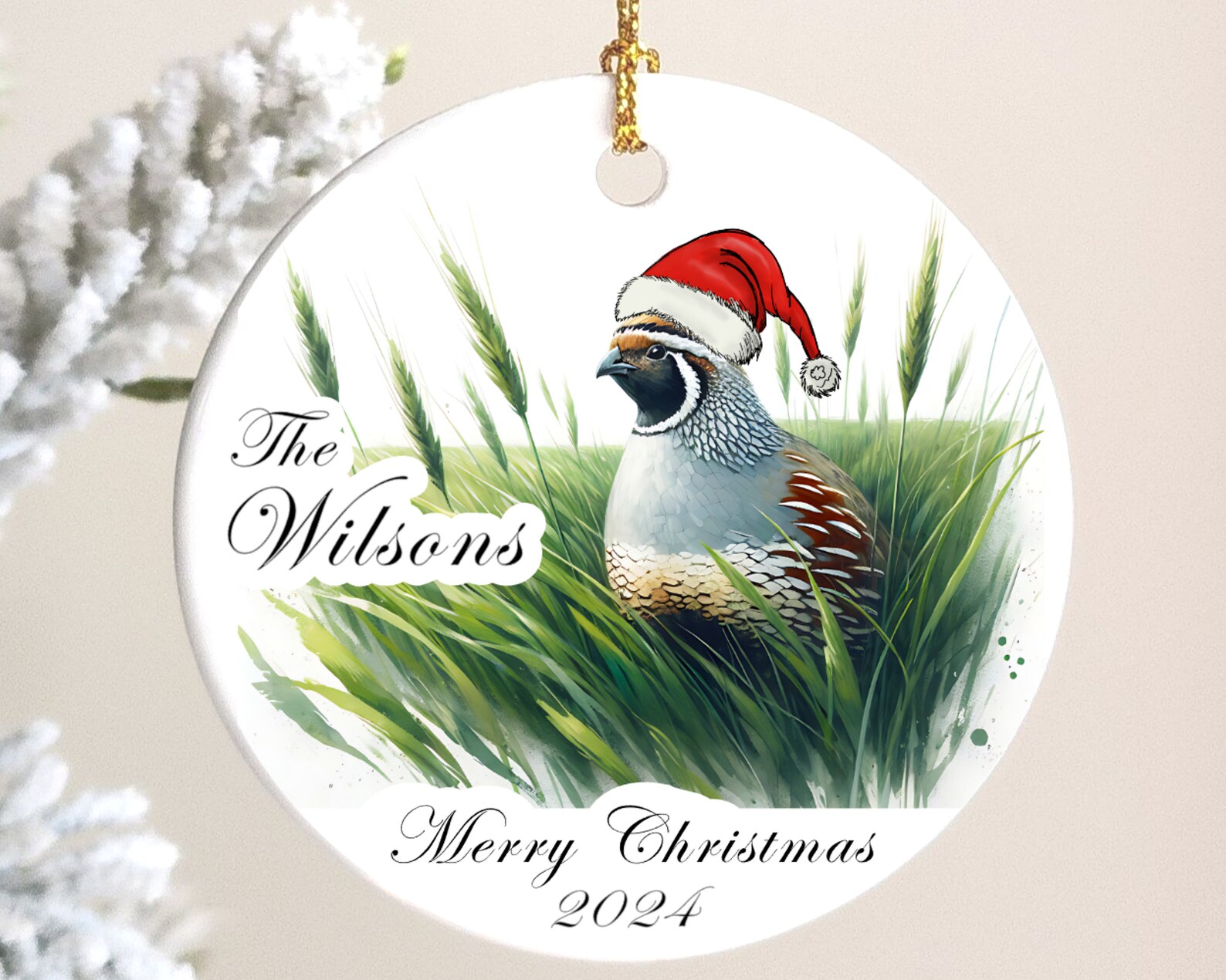 Quail Christmas Ornament, Personalized Quail Gift, Custom Gift for ...