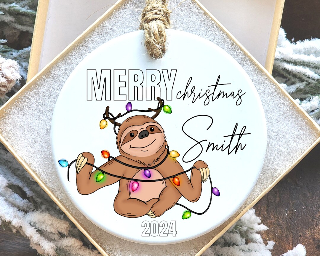 Personalized, Sloth Ornament, Custom Christmas, Wildlife, Gift for ...