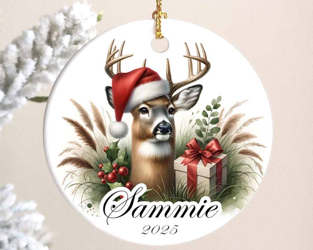 Buck Deer Christmas Ornament, Custom Name Ornament, Xmas Deer ...