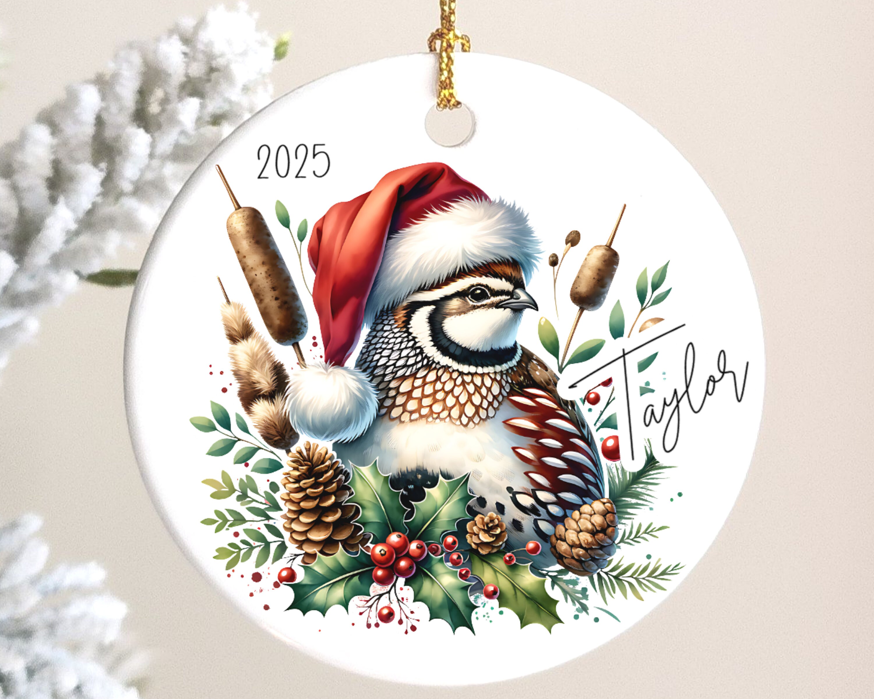 Bobwhite Quail Christmas Ornament, Personalized, Quail Hunting, Gift ...