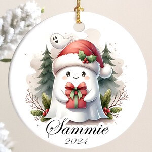 Ghost Christmas Ornament, Personalized Ghost Xmas Ornament Gift, Spooky ...