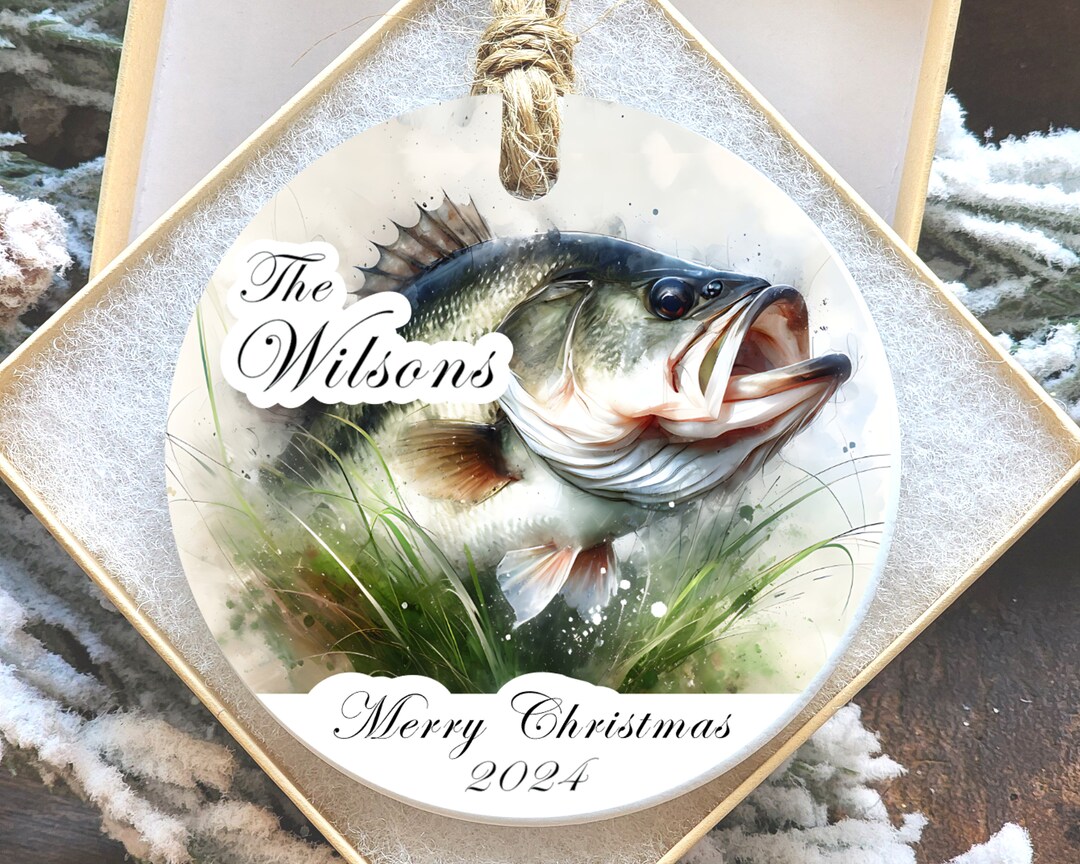 Bass Fishing Christmas Ornament, Personalized Bass Fish Gift, Custom ...