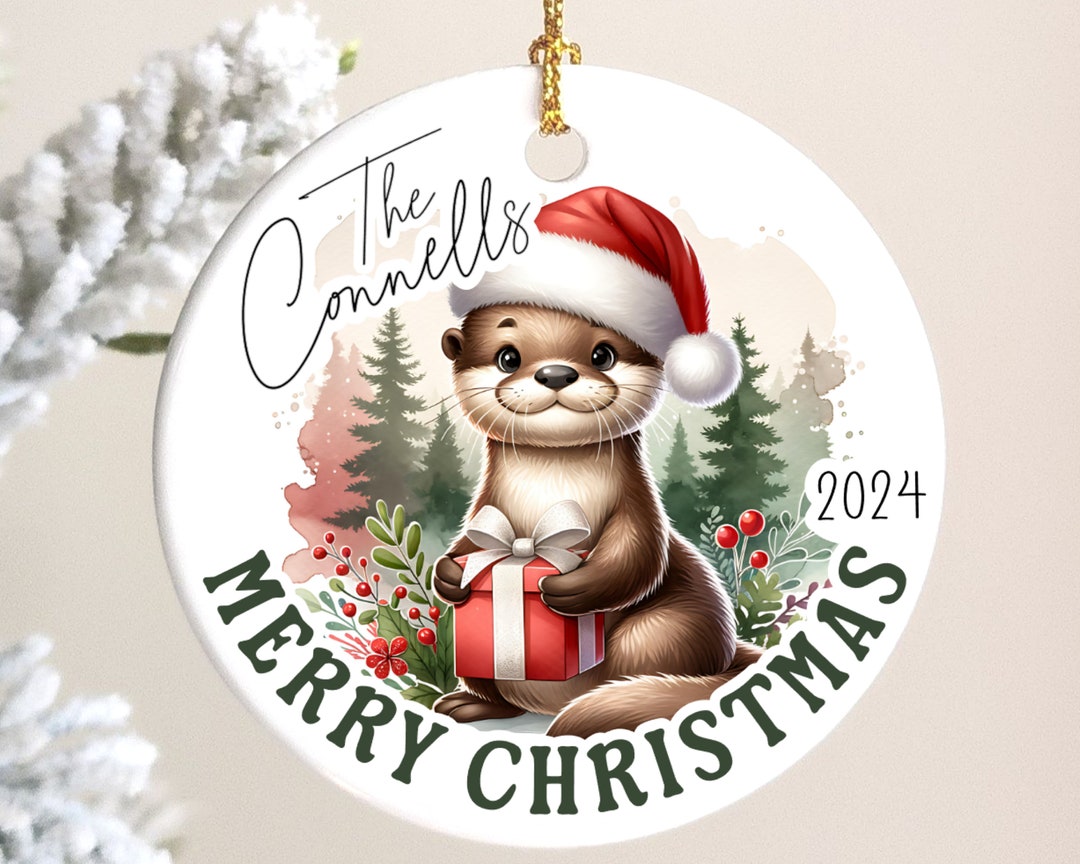 Custom Otter Christmas Ornament, Personalized Otter Xmas Ornament Gift ...