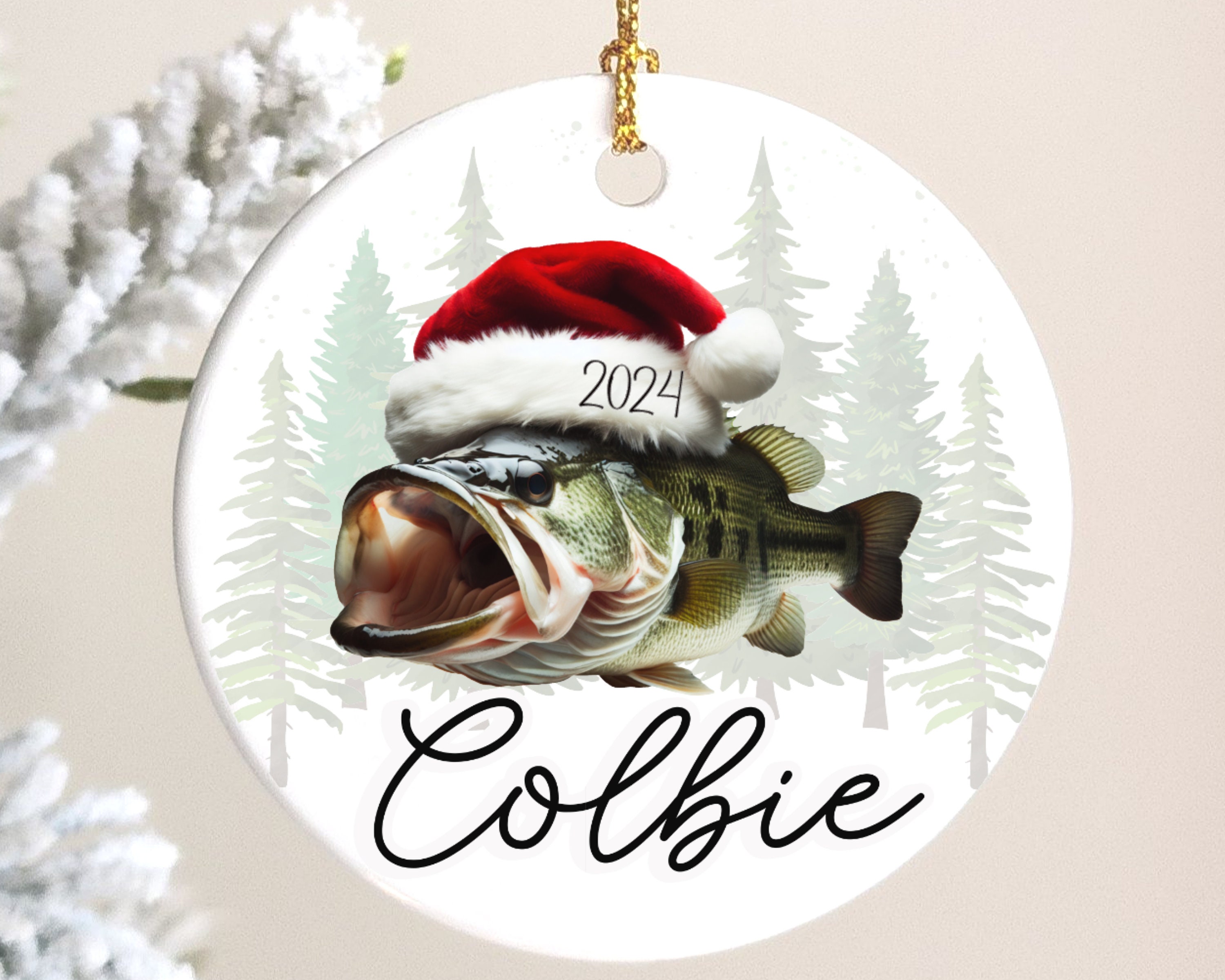 Custom Christmas Fish Ornament, Fishing, Large Mouth Bass, Custom Name ...