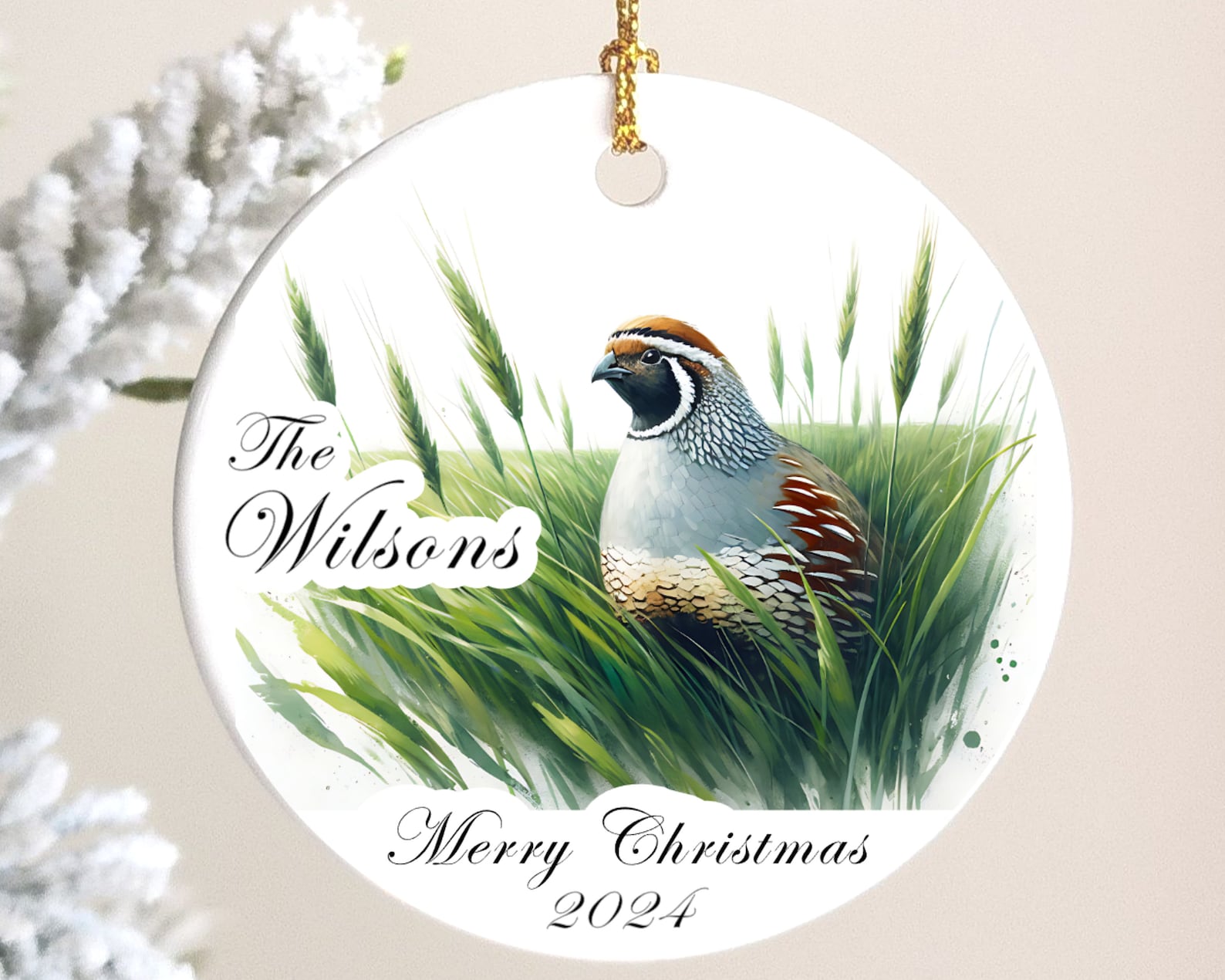 Quail Christmas Ornament, Personalized Quail Gift, Custom Gift for ...