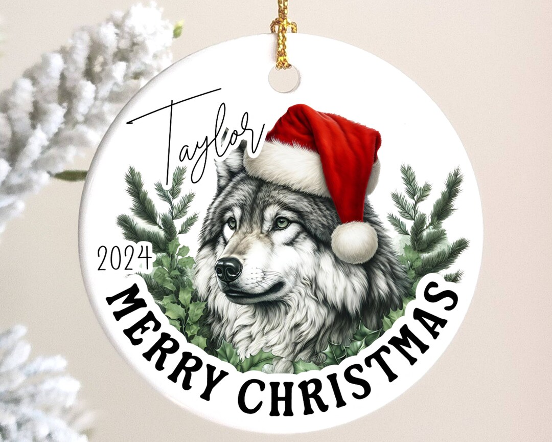 Wolf Christmas Ornament of Wolf Personalized Christmas, Wildlife Art ...