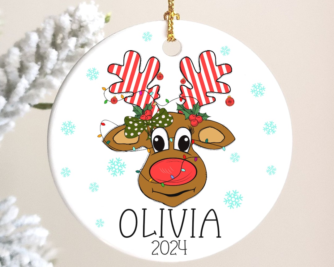 Personalized Reindeer Christmas Ornament, Reindeer Ornament, Deer ...