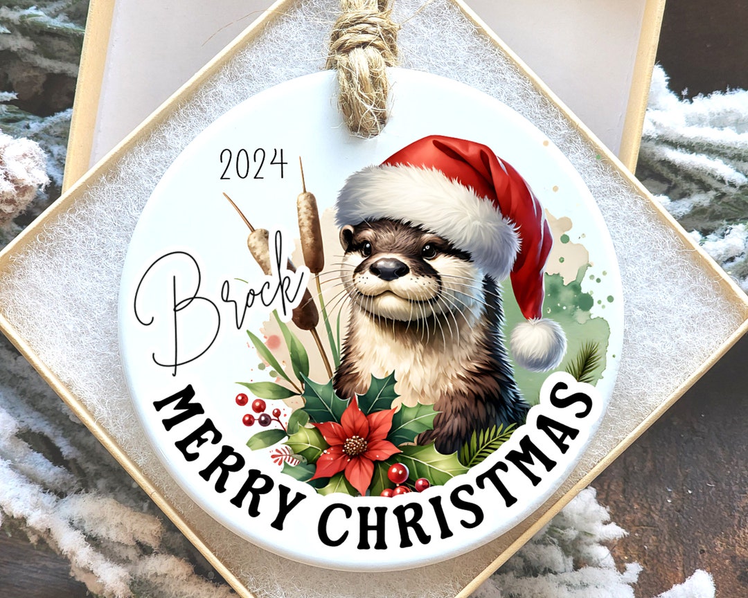 Personalized Ornament of Otter, Custom Christmas Gift for Outdoorsman ...