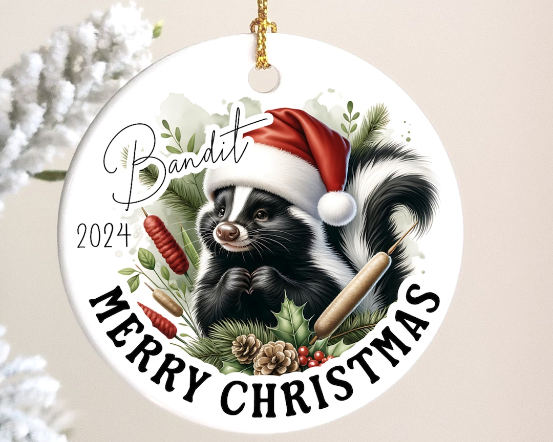 Christmas Skunk Ornament, Personalized Skunk Xmas Ornament Custom Gift ...