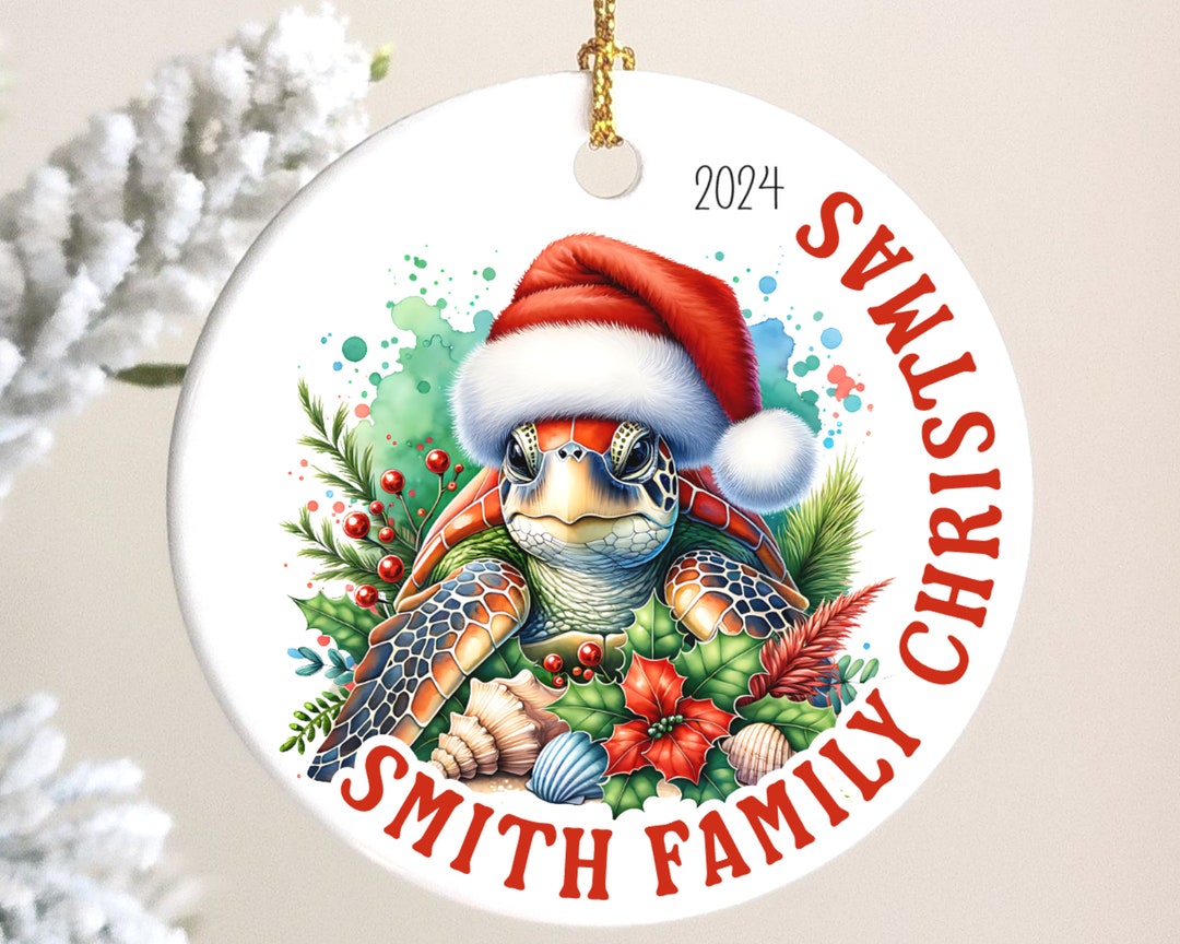 Personalized With Name, Sea Turtle Christmas Ornament, Customizable ...