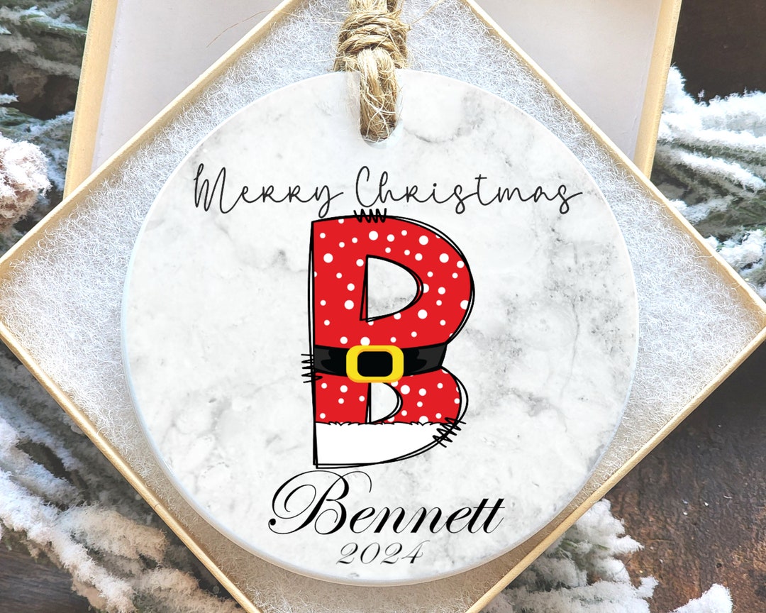 Christmas Santa Initial Ornament, Personalized Monogram Christmas ...
