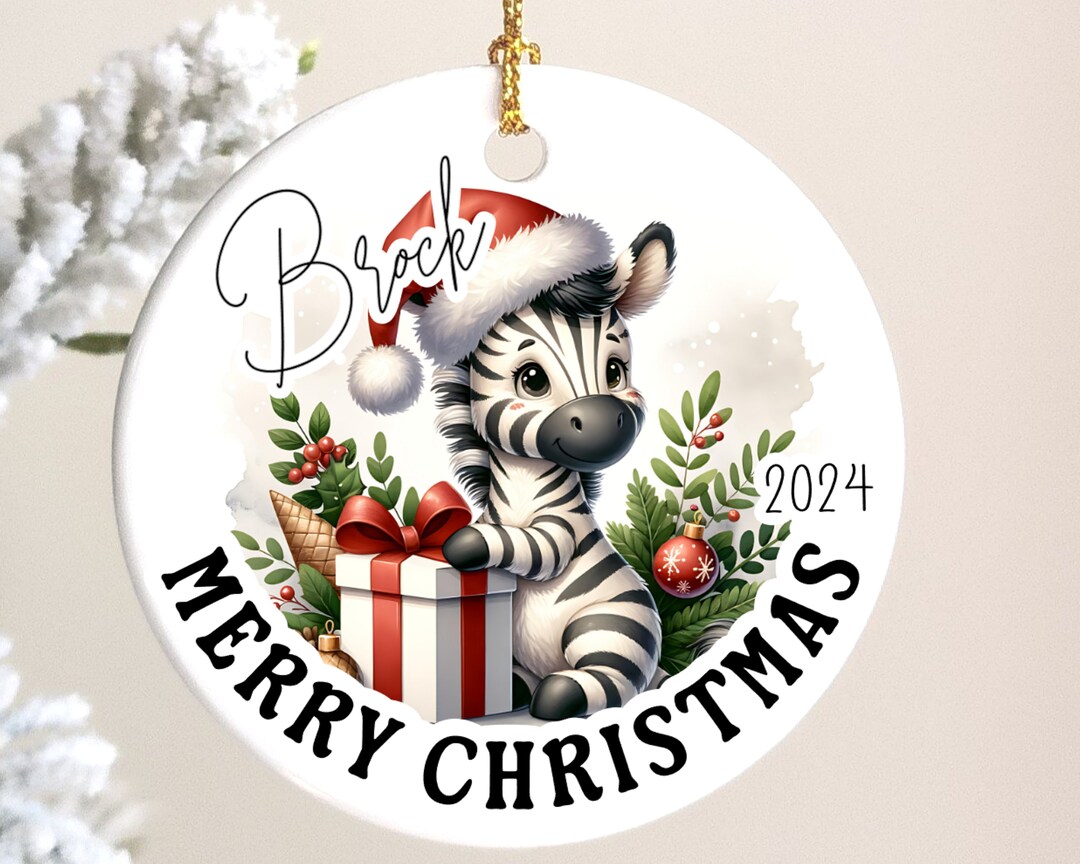 Custom Zebra Christmas Ornament of Zebra Personalized Gift, 2024 ...