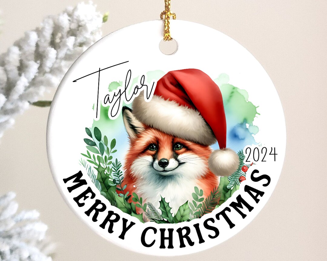 Red Fox Christmas Ornament of Fox Personalized Christmas, Wildlife Art ...