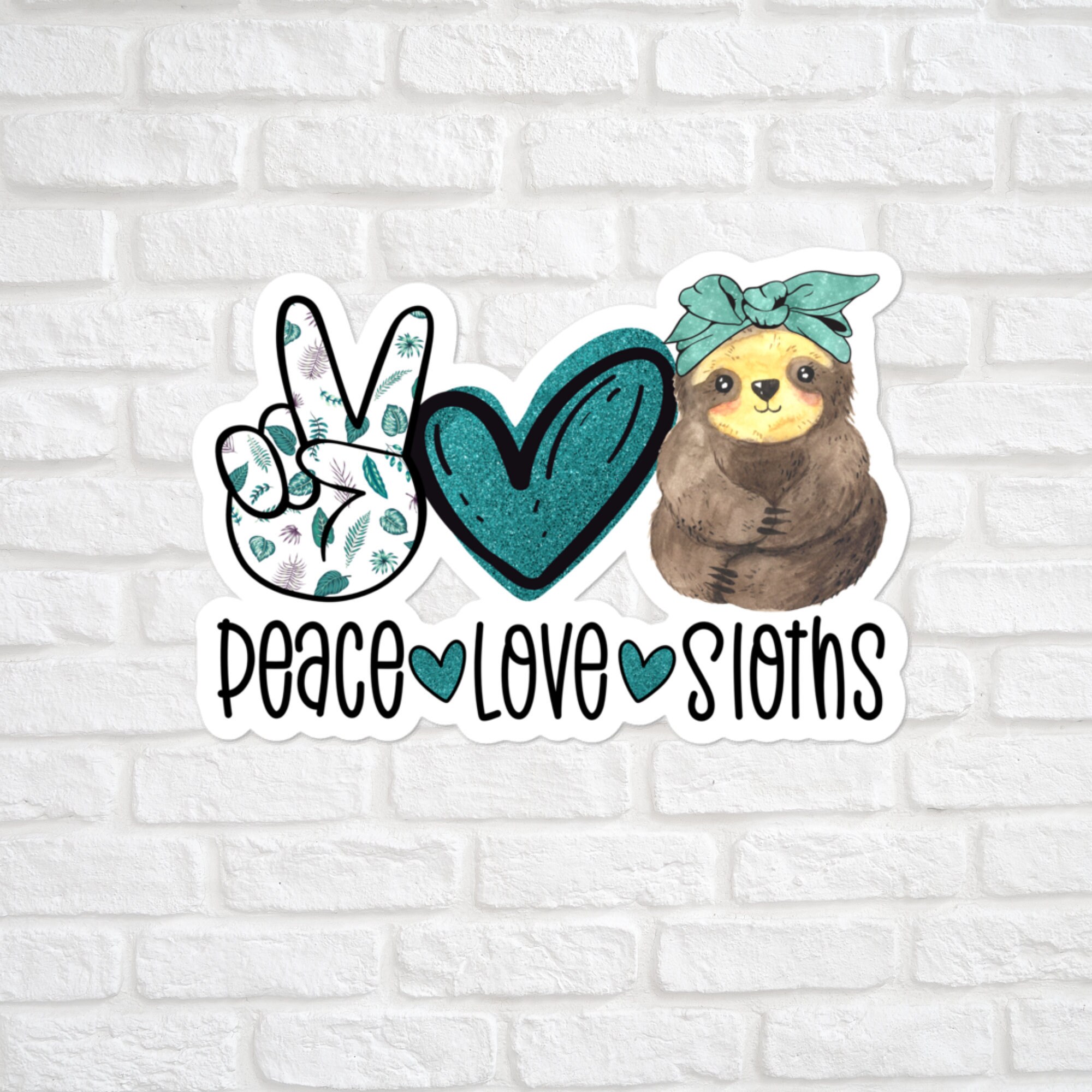 Peace Love Sloths Sticker Cute Sloth Stickers Vinyl Sticker | Etsy