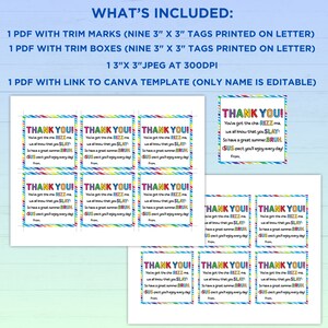 Funny Teacher Appreciation Thank You Tags, Printable Gift Tags ...