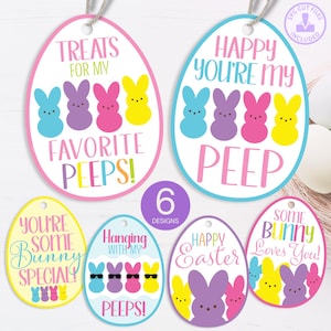 Printable Peeps Easter Basket Tags, Treats for My Peeps, Happy Easter ...