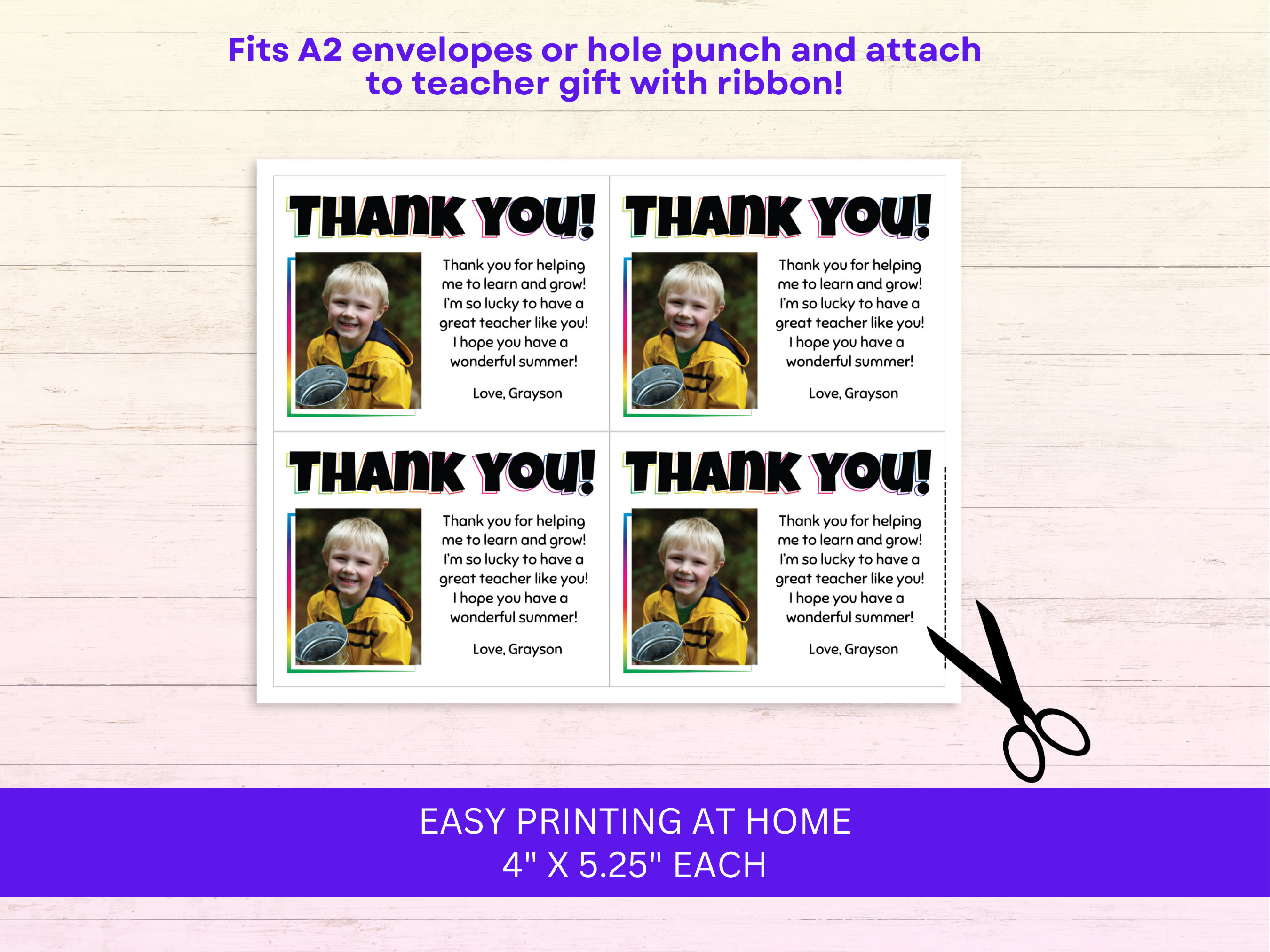 Editable Teacher Thank You Card: Photo Gift Tag Bundle (canva Template ...
