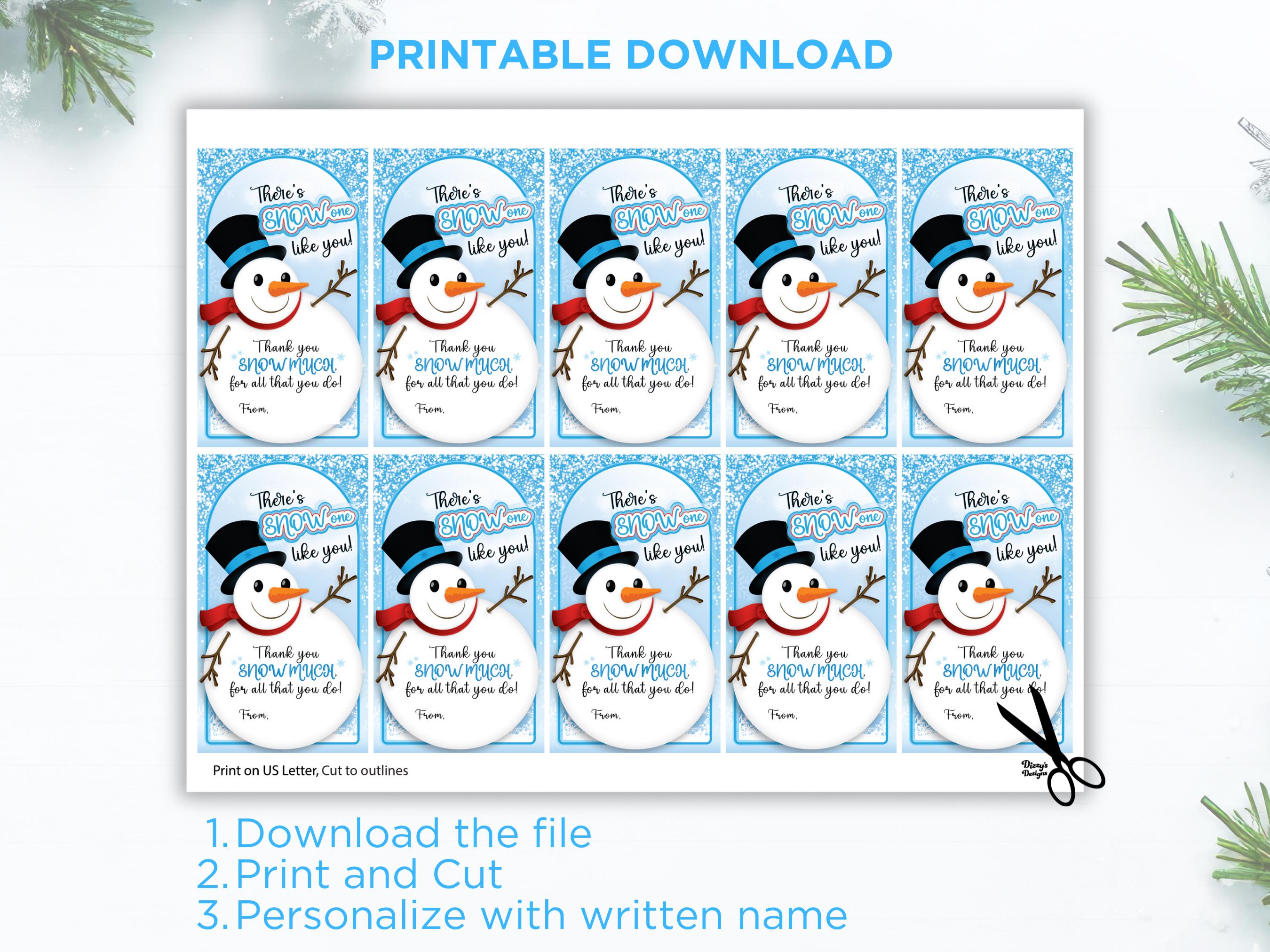 Thank You Snow Much Christmas Gift Tag, Editable Christmas Printable ...
