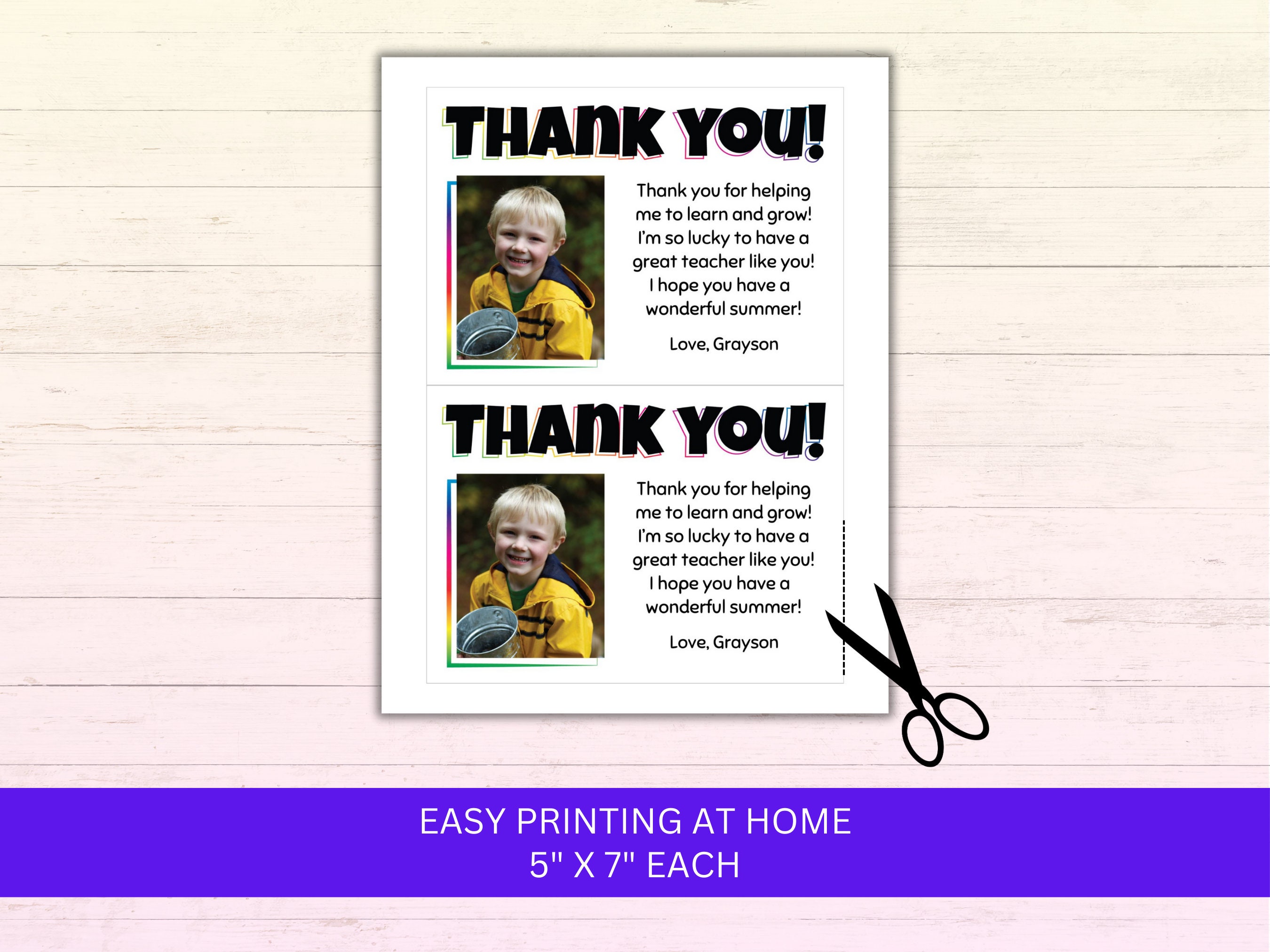 Editable Teacher Thank You Card: Photo Gift Tag Bundle (canva Template ...