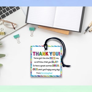 Funny Teacher Appreciation Thank You Tags, Printable Gift Tags ...