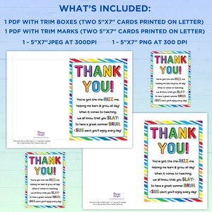 Funny Teacher Appreciation Printable 5x7 Card, Teacher Thank You Card ...
