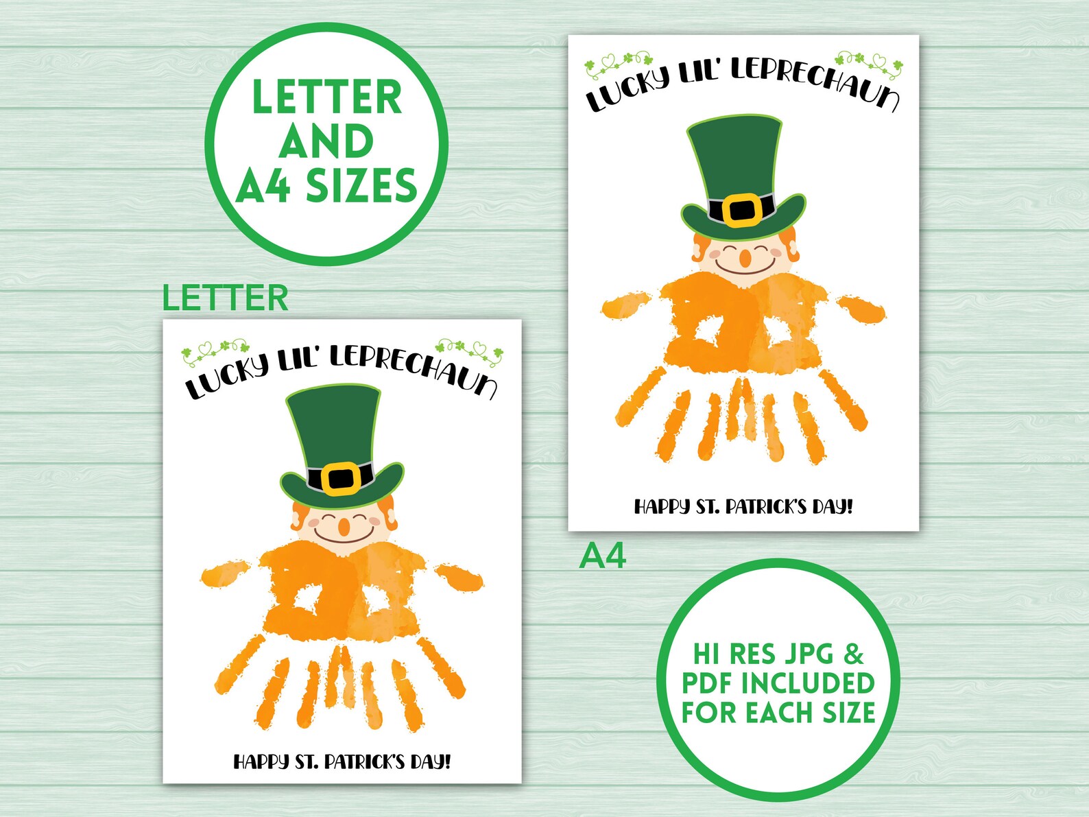 St. Patrick's Day Handprint Printable Leprechaun Handprint Art ...