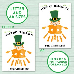 St. Patrick's Day Handprint Printable Leprechaun Handprint Art ...