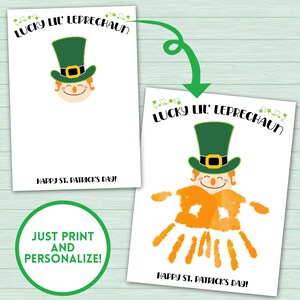 St. Patrick's Day Handprint Printable Leprechaun Handprint Art ...