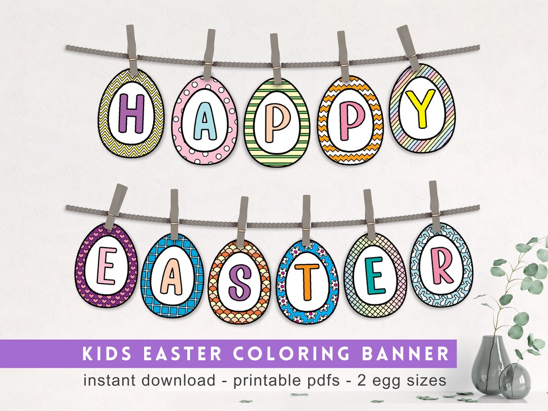 Printable Easter Banner, Easter Coloring Pages, Kids Easter, Easter ...