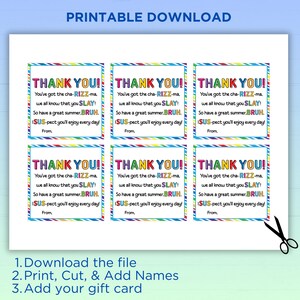 Funny Teacher Appreciation Thank You Tags, Printable Gift Tags ...
