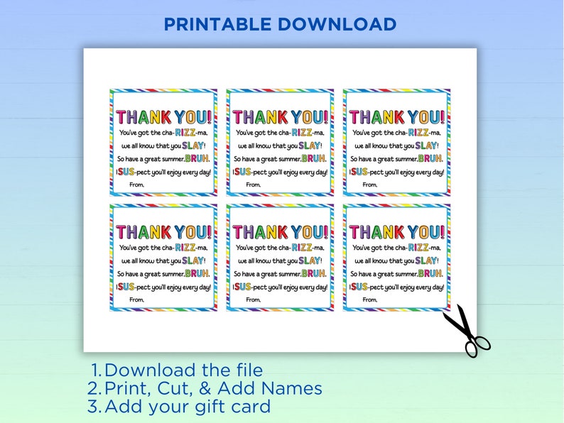 Funny Teacher Appreciation Thank You Tags, Printable Gift Tags, Editable Template, Personalized ...