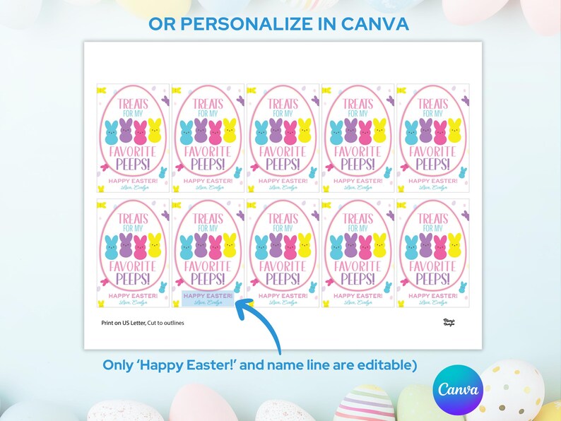 Printable Peeps Gift Tags, Treats for My Favorite Peeps Easter Basket ...
