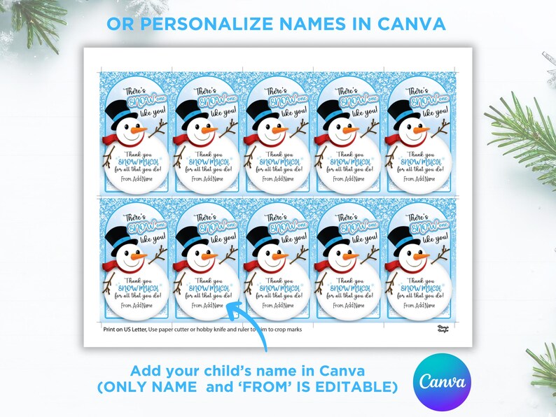 Thank You Snow Much Christmas Gift Tag, Editable Christmas Printable ...