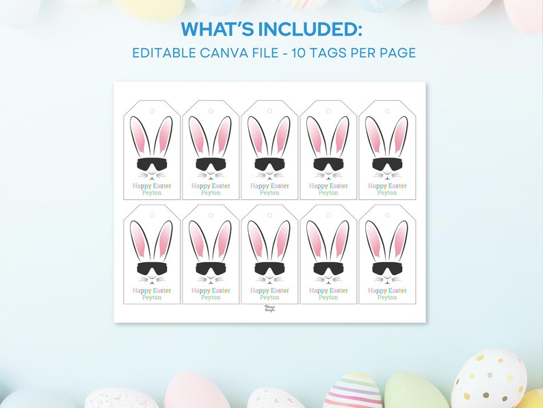 Printable Easter Basket Tags, DIY Happy Easter Name Tags - Canva ...