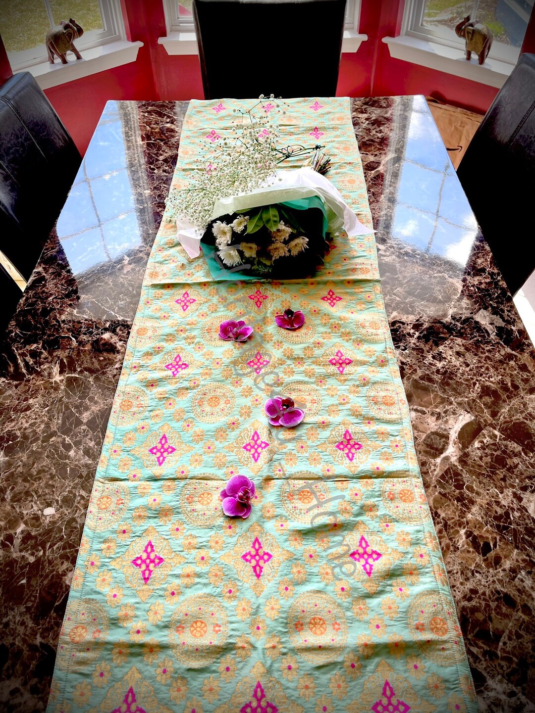 Pastel Brocade Table Runner - Etsy