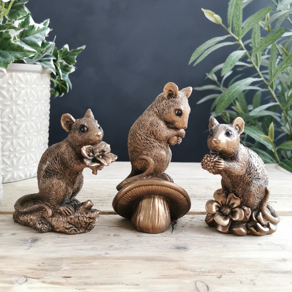 Bronze Effect Mouse Figurine, Small Ornament, Gifts for Home, 3 Designs ...
