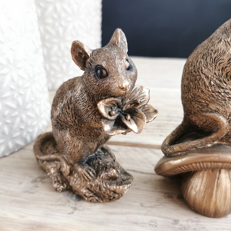 Bronze Effect Mouse Figurine, Small Ornament, Gifts for Home, 3 Designs ...