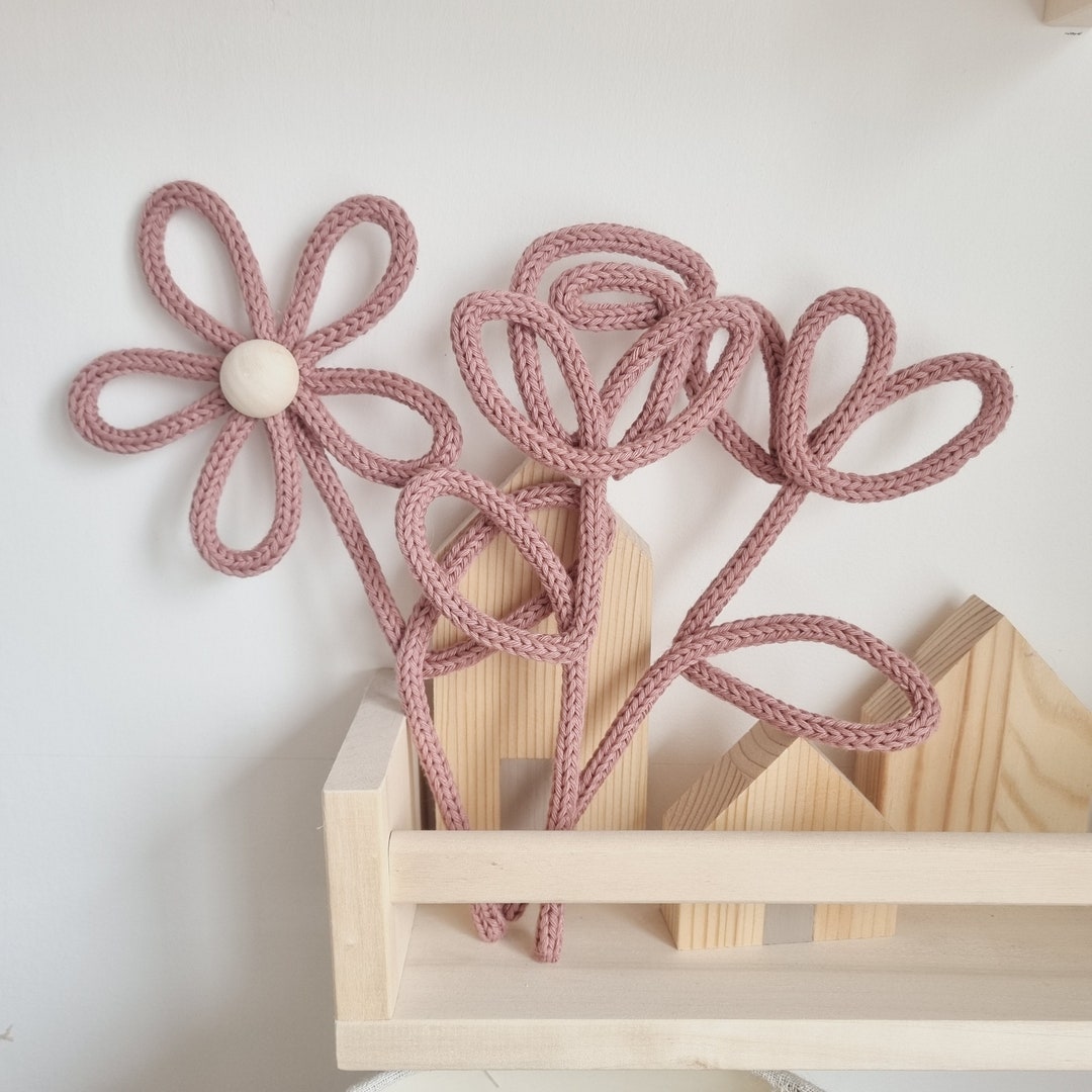 Knitted Wire Flower Wildflower Decor nursery Wall Hanging Baby Gift ...