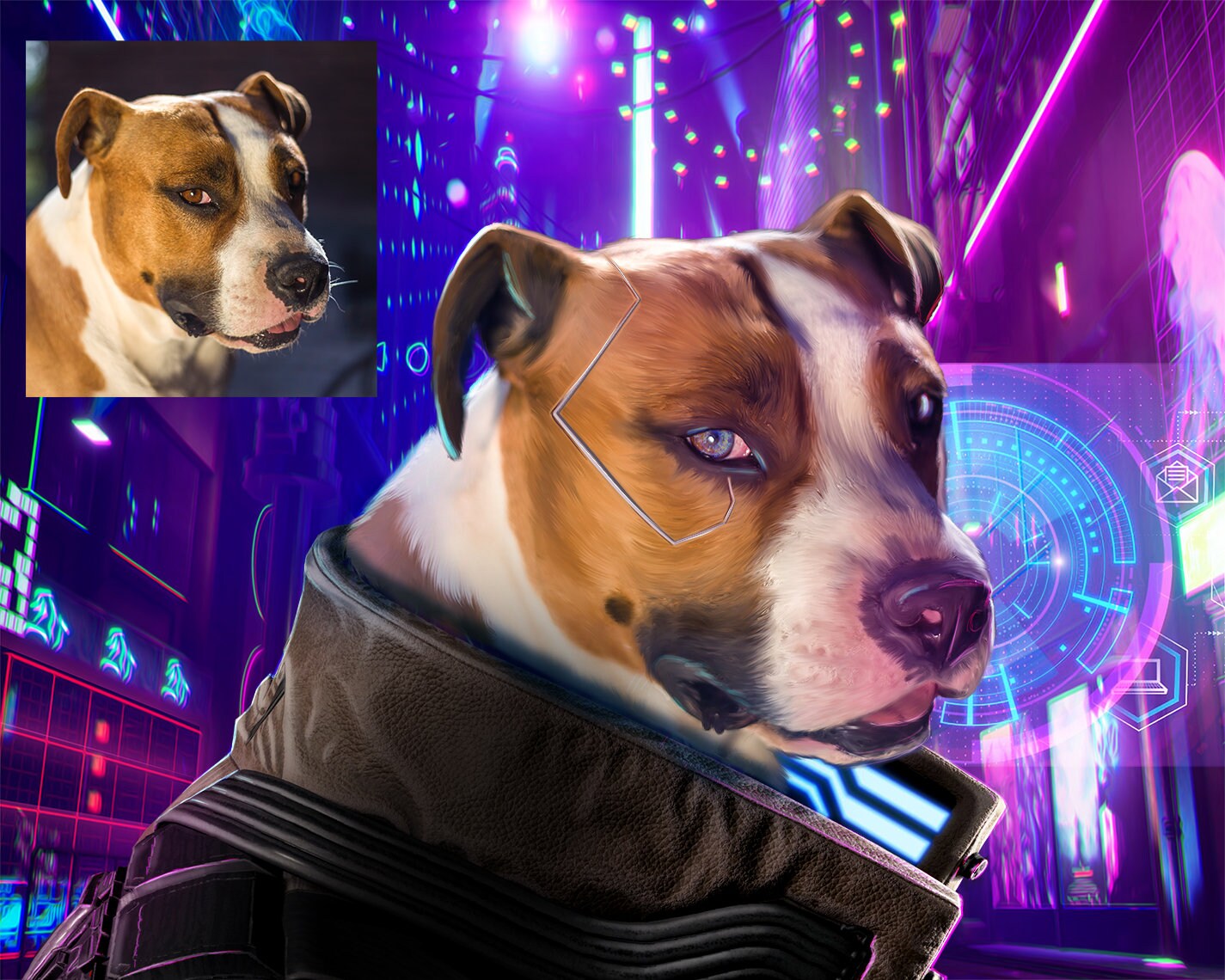 Funny Pet Portrait Cyberpunk Style Cyberpunk Pet Portrait of Your Pet ...