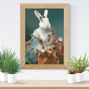 Renaissance Rabbit Art Print / Victorian Bunny Portrait Print / Animals ...