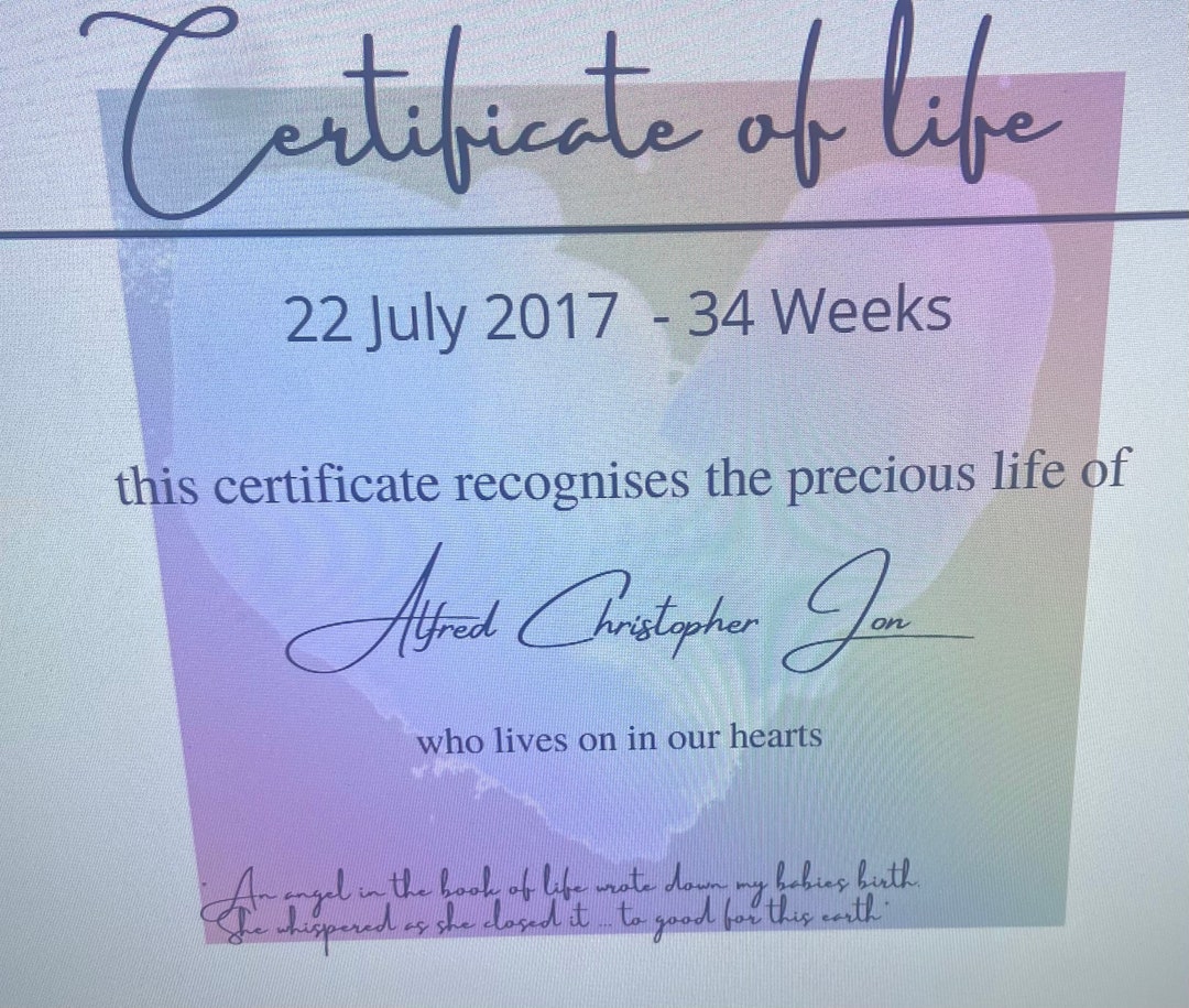 Certificate of Life - Etsy