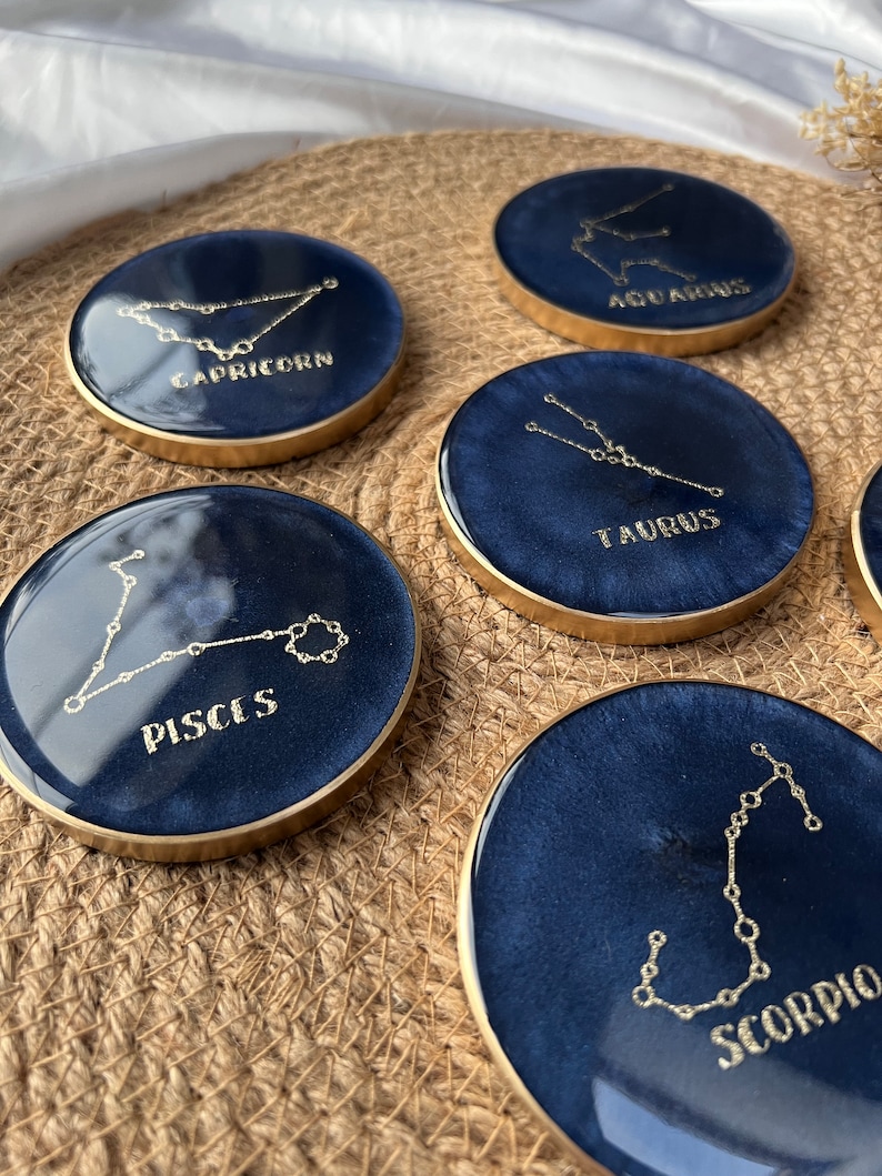 Handmade Star Sign Resin Coaster, Astrology Gift, Zodiac, Star, Libra ...