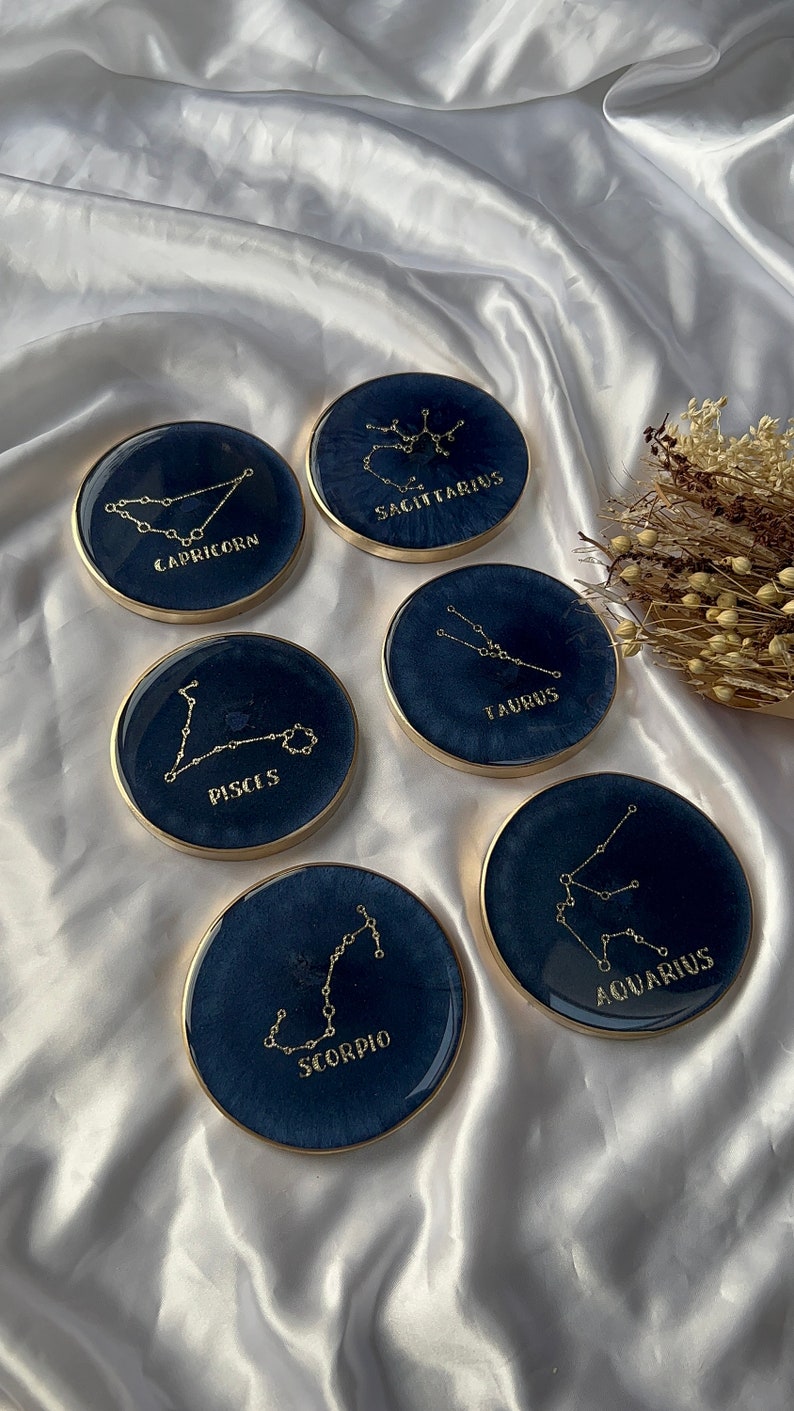 Handmade Star Sign Resin Coaster, Astrology Gift, Zodiac, Star, Libra ...