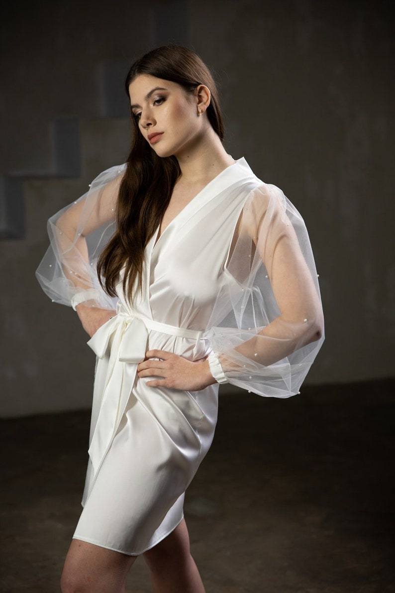Pearl Robe Bride Long Bridal Robe With Pearls - Etsy