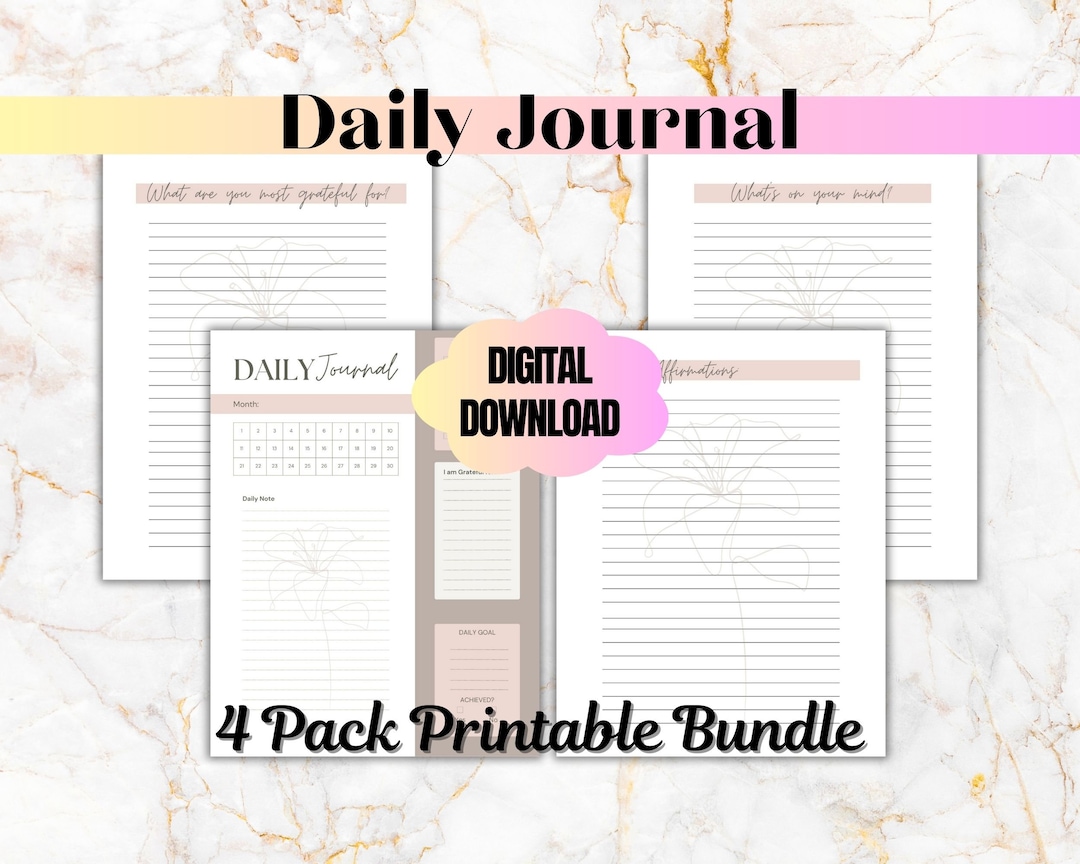 Printable Daily Journal for Goals and Planning, Printable Daily Journal ...