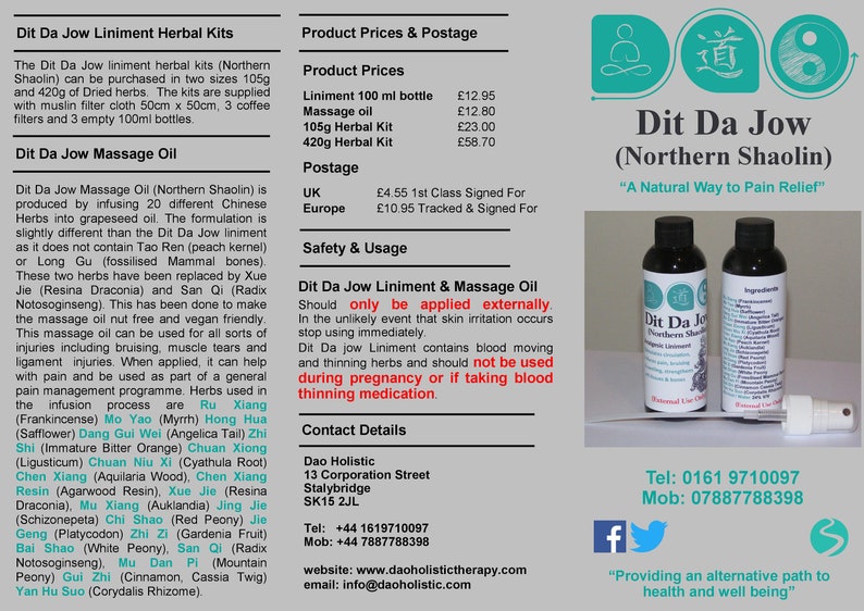 Dit Da Jow Liniment (northern Shaolin) 100ml With Atomiser Spray - Etsy