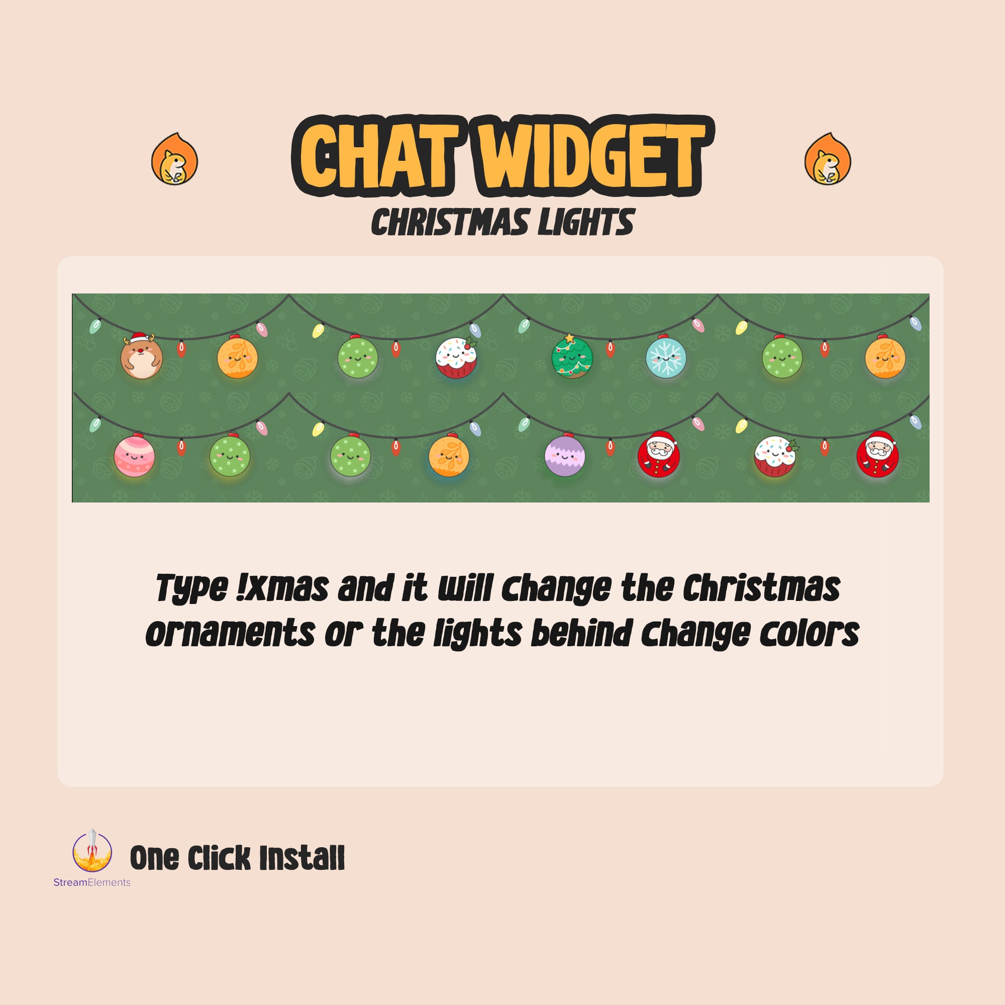 Christmas Lights Chat Widget: Kawaii Twitch Stream Decoration - Etsy