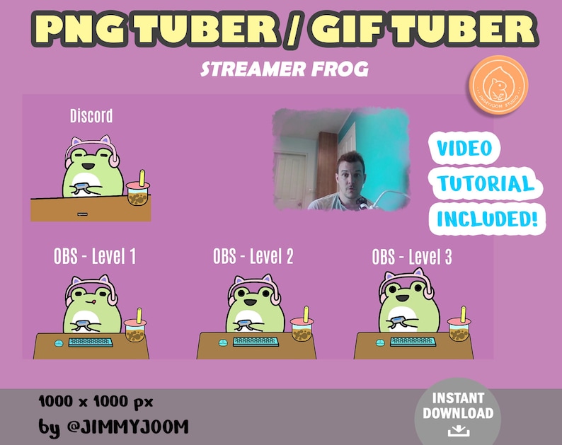 Cute Frog Animated Giftuber Pngtuber Vtuber for Twitch Streaming ...