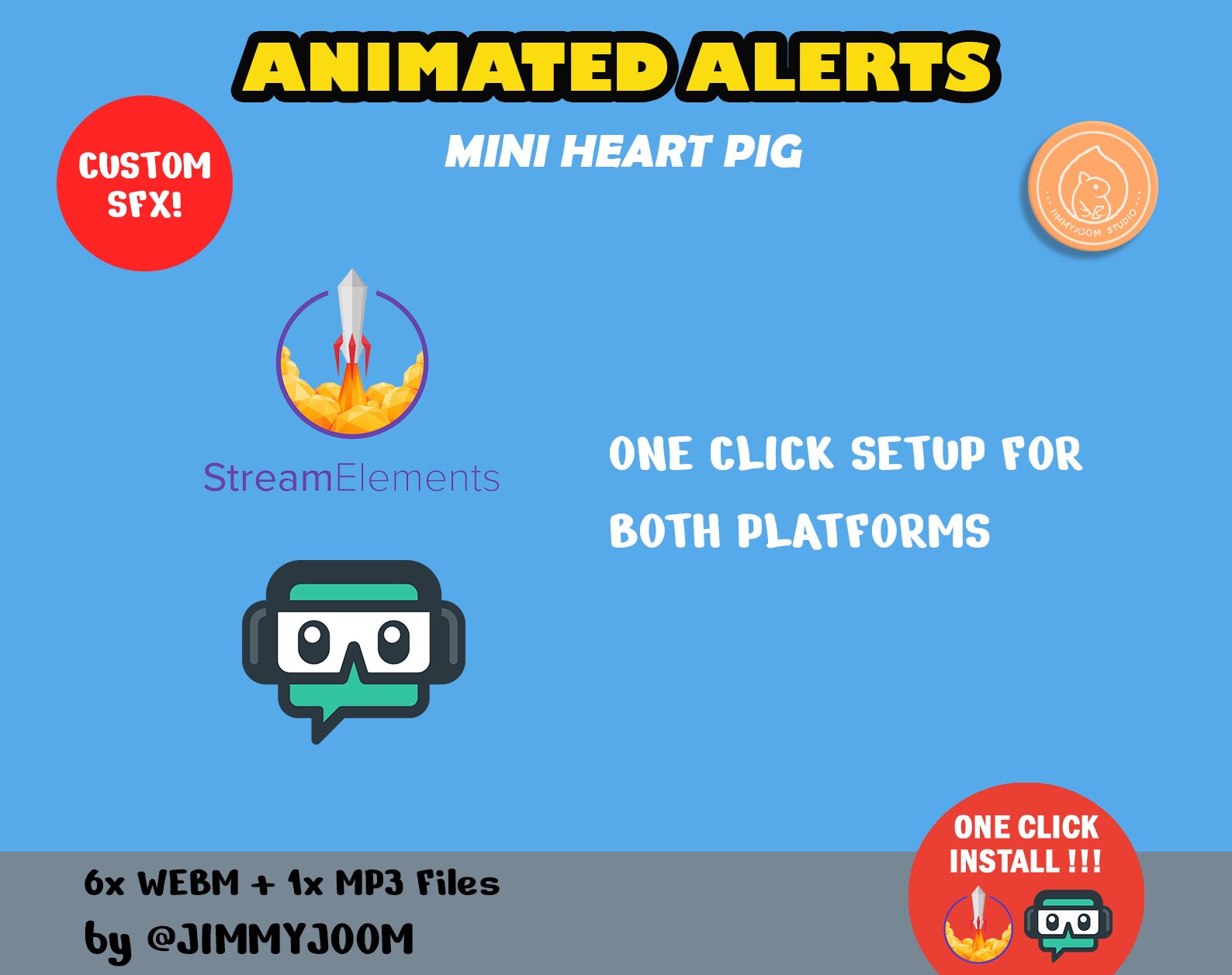 ANIMATED Kawaii Pig Twitch Alerts / Mini Heart Animation / Cute Pink ...